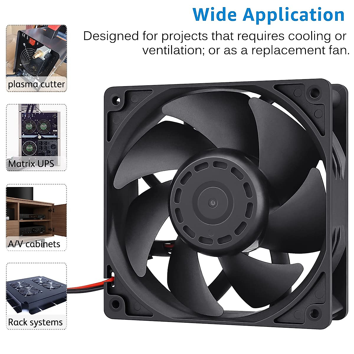 GDSTIME High Airflow 24V 120mm x 120mm x 38mm Dual Ball Bearing 5 Inch Brushless Cooling Fan