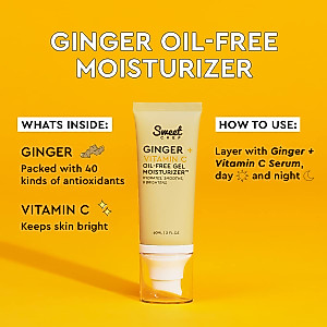 Sweet Chef Ginger + Vitamin C Oil-Free Gel Moisturizer - Antioxidant-Rich Soothing Daily Moisturizer with Hyaluronic Acid, Turmeric + Niacinamide - Help Hydrate + Even Skin Tone (60 ml / 2 fl oz)