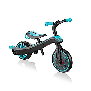 Globber 4-in-1 Toddler Trike Push Bike Stroller – Learning Tricycle for Toddlers Converts Into Balance Bike – Safe Outdoor Ride On Toys for Kids (Teal)