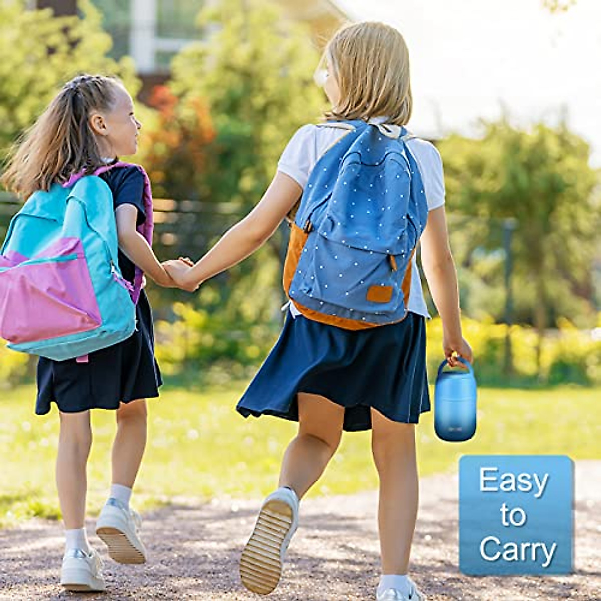 17 oz Insulated Lunch Containers Hot Food Jar, Wide Mouth Lunch Thermos for Hot Food Kids Adults, Vacuum Stainless Steel Thermos Lunch Box With Handle Folding Spoon for School, Office, Travel