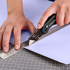 WORKPRO Folding Utility Knife, Box Cutter with Belt Clip, Quick-Change Blade, Lightweight Nylon Handle, Wire Stripper & Gut Hook, Extra 10 SK5 Blades Included, Black