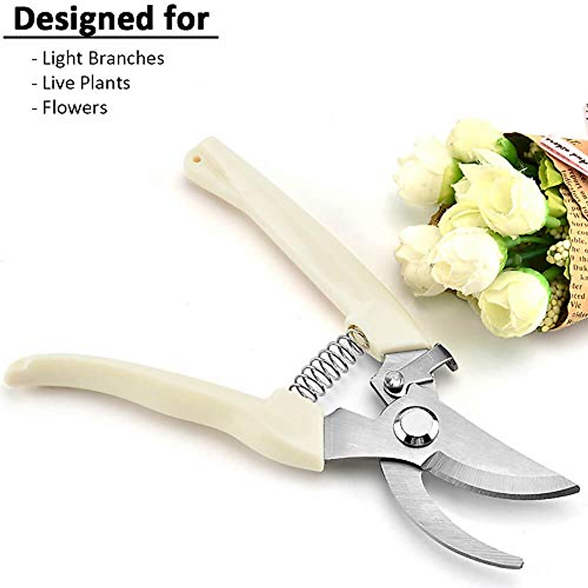BUGUI Bypass Garden Pruning Shears - 2 Pack, Ultra Lightweight Hand Pruners Make Cut Smooth & Clean, Professional Gardening Scissors for Cutting Live Flowers, Plants, Light Branches.