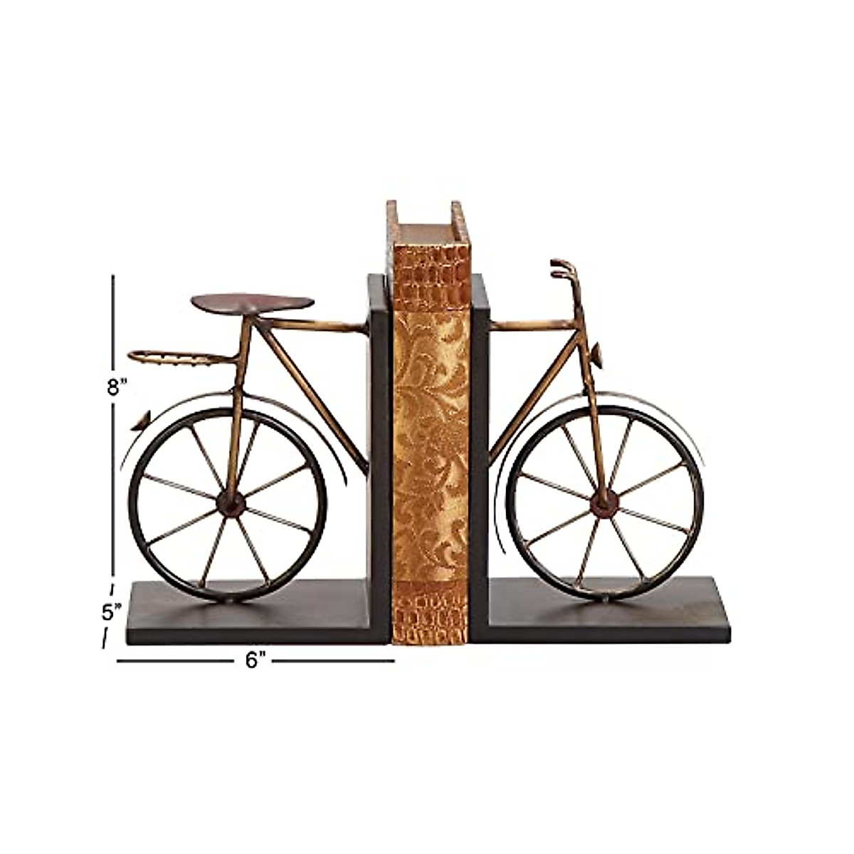 Deco 79 Metal Bike Bookends, Set of 2 6"W, 9"H, Black