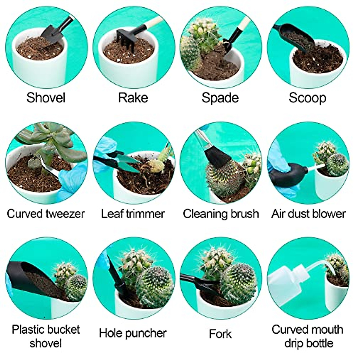 Pack of 20 Succulent Tool Set - 39.4" Indoor Plant Repotting Mat and 19 Pcs Miniature Succulent Hand Tools Garden Flower Plants Transplanting Supplies for Indoor Outdoor Plant Care (Green)