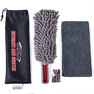 Car Duster Interior by TAKAVU, 360° Microfiber Fingers, Unbreakable Comfort Handle, Lint and Scratch Free, Include Microfiber Towel, for Car & Home Use, The Best Auto Accessories