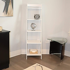 Adeptus 5 Shelf Ladder - Made from Solid Wood (White)