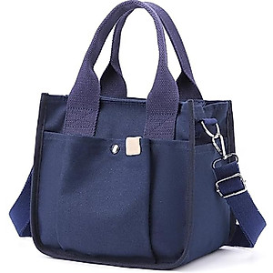 Small Canvas Tote Bag with Zipper, 2023 Canvas Multi-Pocket Crossbody Bag Purse Top Handle Satchel Handbags