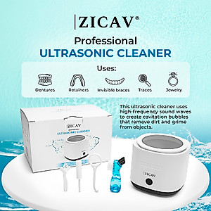 ZICAV Retainer Cleaner Machine - Ultrasonic Jewelry Cleaner - Denture Cleaner Machine, Mouth Guard, Aligner