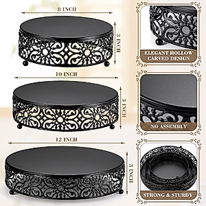 Lallisa 6 Pcs Black Cake Stand Set 12 Inch 10 Inch 8 Inch Wedding Cake Stand Round Metal Dessert Display Cupcake Holder Candy Display Plate for Wedding Party Birthday Decorations(Black)