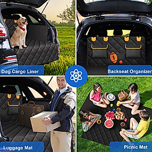 EasyHaWei 4-in-1 SUV Cargo Liner for Dogs, Non-Slip Water Resistant Pet Trunk Mat with Side Flaps Protector & Back Seat Organizer, Dog Backseat Cover for SUVs Vans