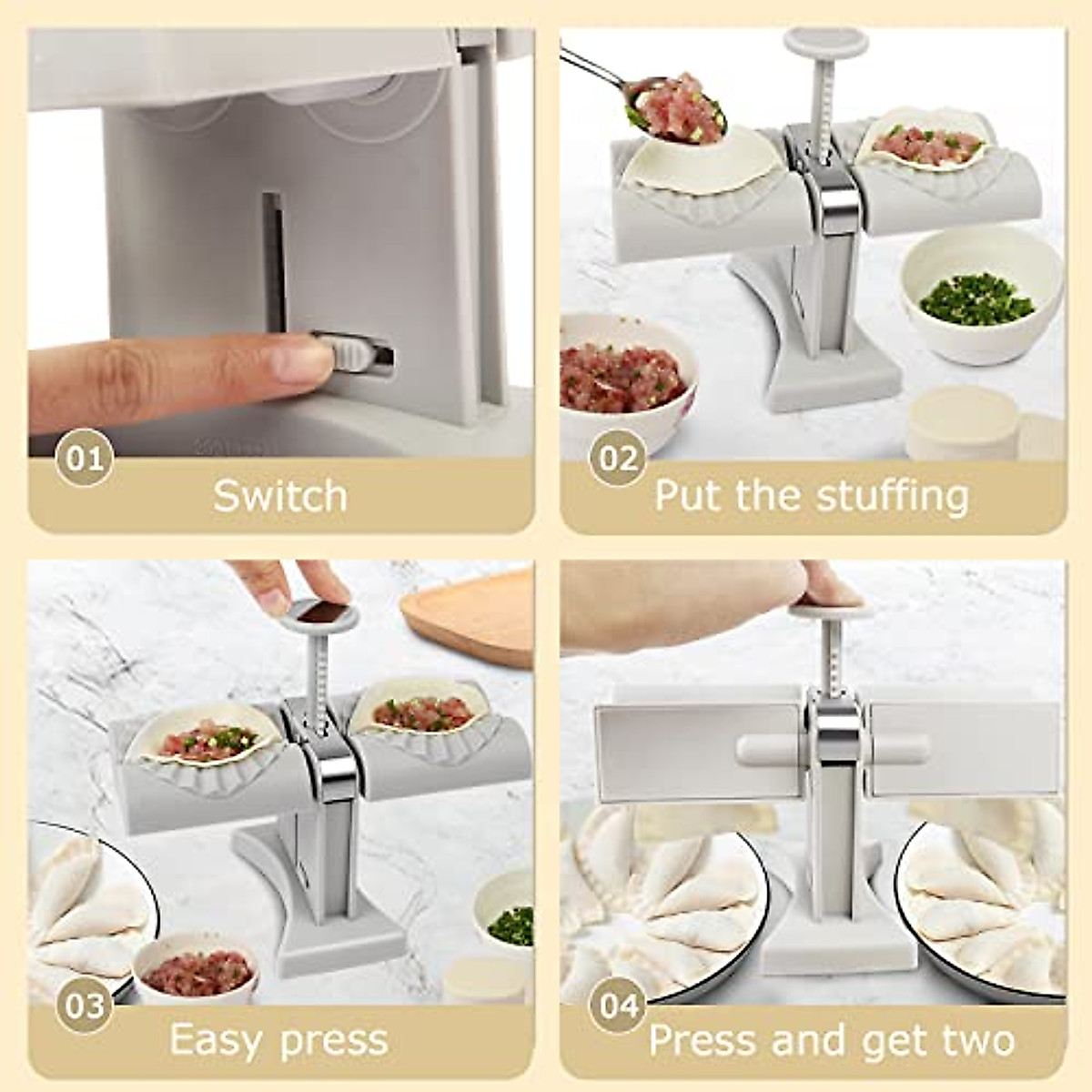 Dumpling Maker, Household Double Head Automatic Dumpling Maker Mould With 2*mini Dumpling Maker/2* Dough Cutter, Kitchen Gadget for Empanada, Pierogi, Pastelitos, Calzone, Turnovers