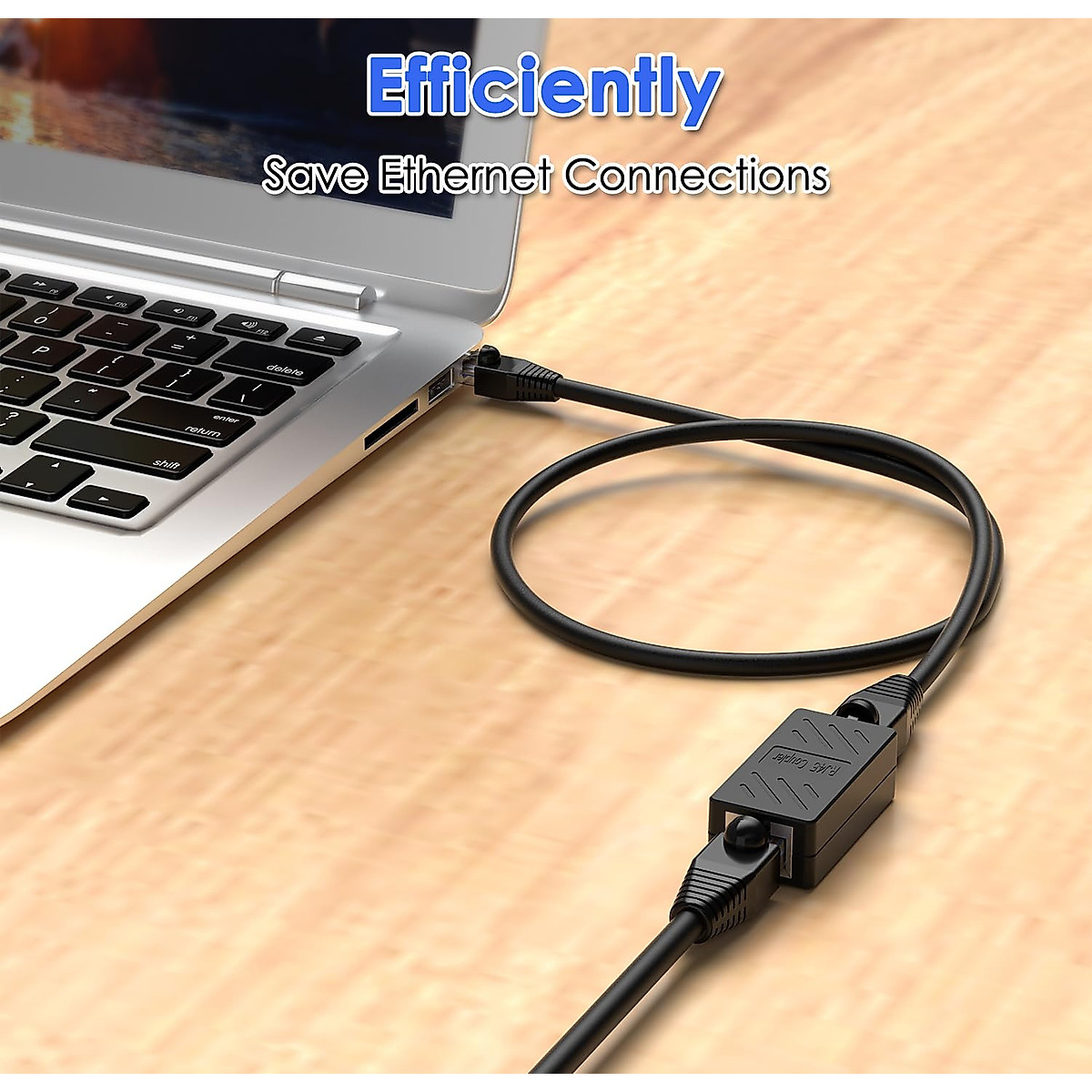 RuiPuo RJ45 Coupler Ethernet Cable Extender Adapter LAN Connector in Line Coupler Female to Female in Line Coupler for Cat5/Cat5e/Cat6/Cat7 Ethernet Cabler (Black 2 Pack)