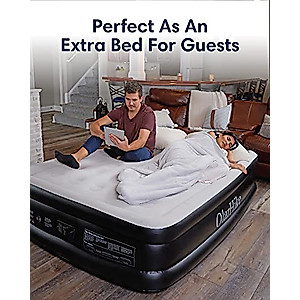 OlarHike Inflatable Queen Air Mattress with Built in Pump,18"Elevated Durable Air Mattresses for Camping,Home&Guests,Fast&Easy Inflation/Deflation Airbed,Black Double Blow up Bed,Travel Cushion,Indoor