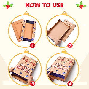 JOYIN 12 Pcs Christmas Aluminum Foil Kraft Paper Gift 3 sizes Boxes with Base, Xmas Shirt Wrap Box, Holiday Present Box for Birthday Party Favors Decorations Gift-Giving, 12 Design