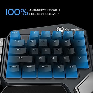 GameSir Mechanical Gaming Keyboard Z1 for PC/Mobile Phone, One-Handed Gaming Keypad with Macro Keys for FPS Game, RGB Backlighting, Anti-ghosting, Blue Key Switches, Built-in Battery(Red Switch)