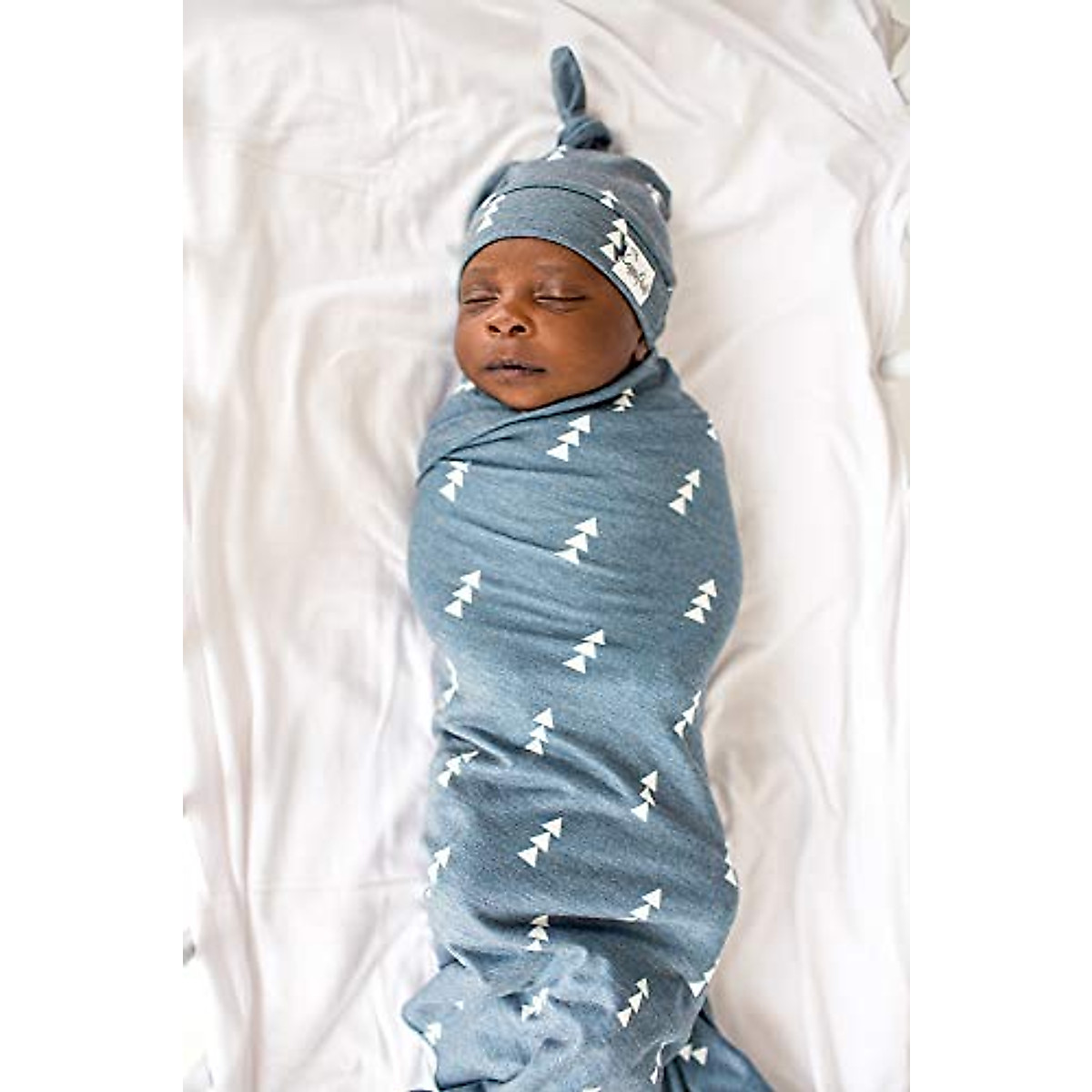 Copper Pearl Large Premium Knit Baby Swaddle Receiving Blanket Navy and White Triangles North