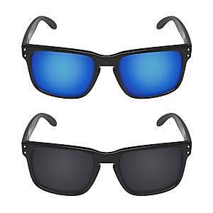 Galvanic Replacement Lenses for Oakley Holbrook XL OO9417 Sunglasses - Ice + Black Polarized - Combo Pack