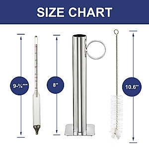 Maple Syrup Hydrometer Test Cup Kit, Maple Syrup Density Kit, Measures Sugar Content in The Syrup, Stainless Steel Maple Syrup Kit, Easy to Read and Accurate, with Cleaning Brush