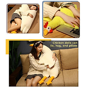 Yuthsona Chicken Stuffed Animal Plush Pillow Toys Giant Stuffed Farm Animal Plush Doll Cozy Chicken Plush Sleeping Pillow Gifts for Kids Birthday Decoration