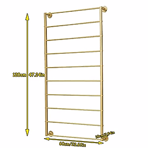 Wall Mounted Scarf Rack, Ties Silk Scarves Towels Storage Multifunctional Metal Rack, Space-Saving Wrapping Paper Organizer Ribbon Holder Wall Display Rack for Flower Shops (Color : Golden, Size : 1