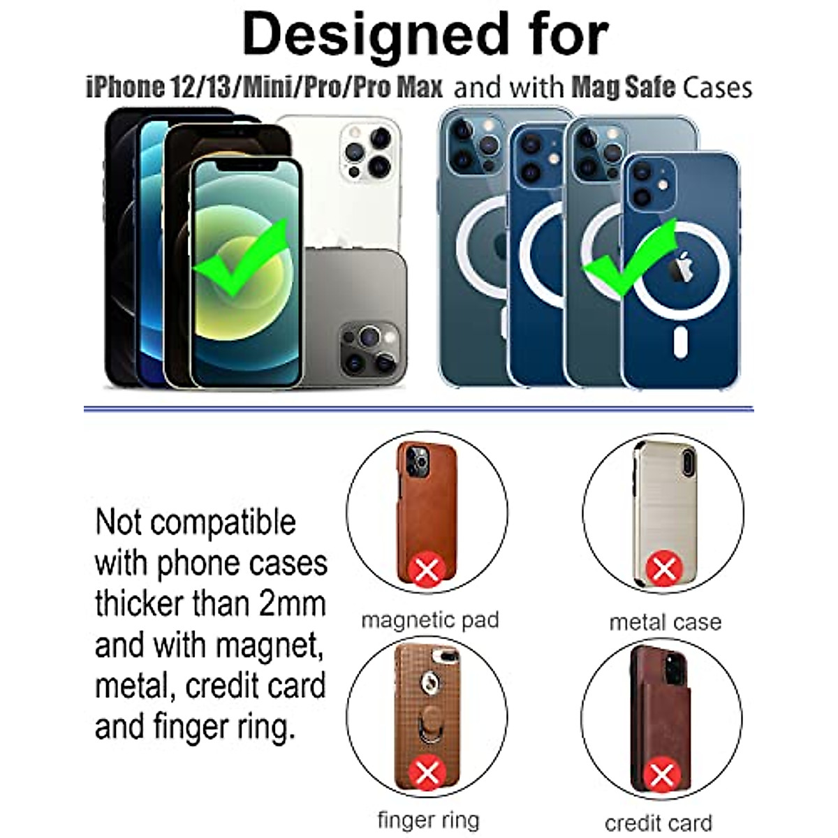 Mag-Safe Car Charger Mount, Auto-Alignment Air Vent Dashboard Magnetic Wireless Car Charger Mount for iPhone 13/13 Pro Max/13 Pro/13 Mini/iPhone 12 Pro Max/Pro/Mini iPhone 14 Series(with 18W Adapter)