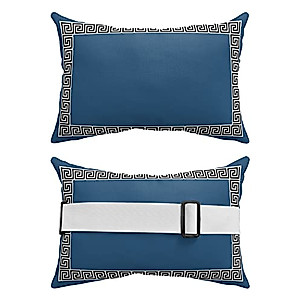 Recliner Head Pillow Ledge Loungers Chair Pillows with Insert Chinese Style Pattern Blue Background Lumbar Pillow with Adjustable Strap Outside Patio Decorative Garden Cushion for Bench Couch, 2 PCS