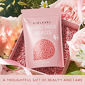 Hard Wax Beads, GIRLEARLE 1lb Wax Beans for Hair Removal Sensitive Skin with Rose Formula, Perfect for Full Body, Facial, Brazilian Bikini, and Legs at Home Wax Refill for Women Men (pink)