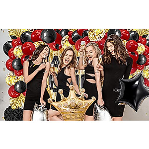 Toylin Red and Black Birthday Decorations Party Supplies Set,Black Gold Confetti Balloons Gold curtain for Baby Shower Wedding Birthday Graduation Anniversary Bachelorette Party Decorations