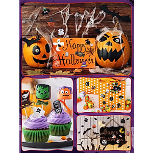 100 PCS Halloween Kawaii Flatback Decorations EBANKU 34 Styles Resin Slime Embellishments Scrapbooking Supplies Bat Skeleton Ghost Pumpkin Charms for DIY Crafts Jewelry Making