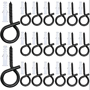 ITROLLE 20Pcs 304 Stainless Steel Christmas Lights Hanger Hooks, Easy Release Open Loop with Buckle Design, Black