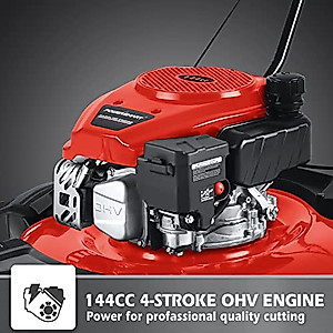 PowerSmart 21 in. 144cc 2-in-1 Walk-Behind Gas Lawn Mower, Mulching Push Lawn Mower, Red (DB8621CRX)