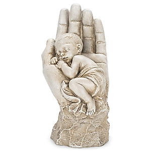 Joseph's Studio by Roman Inc., in The Palm of HIS Hand, Garden Collection, Religious Statue, Holy Family, Memorial, Angel, Patron Saint, Garden Décor (11x5x7)