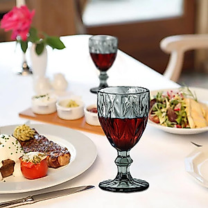 6 Pieces Vintage Wine Glasses Set, 8 Ounce Colored Glass Water Goblets, Stemmed Retro Style Drinking Glasses, Crystal Glass Cups, Dishwasher Safe, for Wedding Party Red Wine Glass with Gift Box