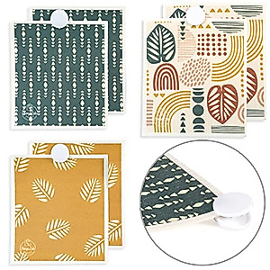 Harps&Seb Reusable Swedish Dishcloths for Kitchen – Super Absorbent Washable Swedish Dish Towels with Convenient Hanging Clips – Odorless Non Scratch Cellulose & Cotton Dish Cloth Set – 6 Pack