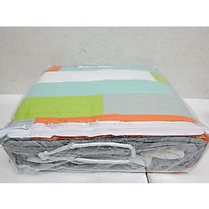 Lush Decor Shelly Stripe Quilt | Modern Geometric Pattern Reversible 3 Piece Bedding Set - Full/Queen - Orange & Gray