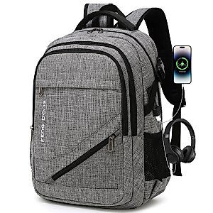 FENGDONG Large Laptop Backpack 17.3 inch Durable Waterproof Travel College Backpack Bookbag for Men & Women Business Backpack with USB Charging Port and Headset Port Dark Gray