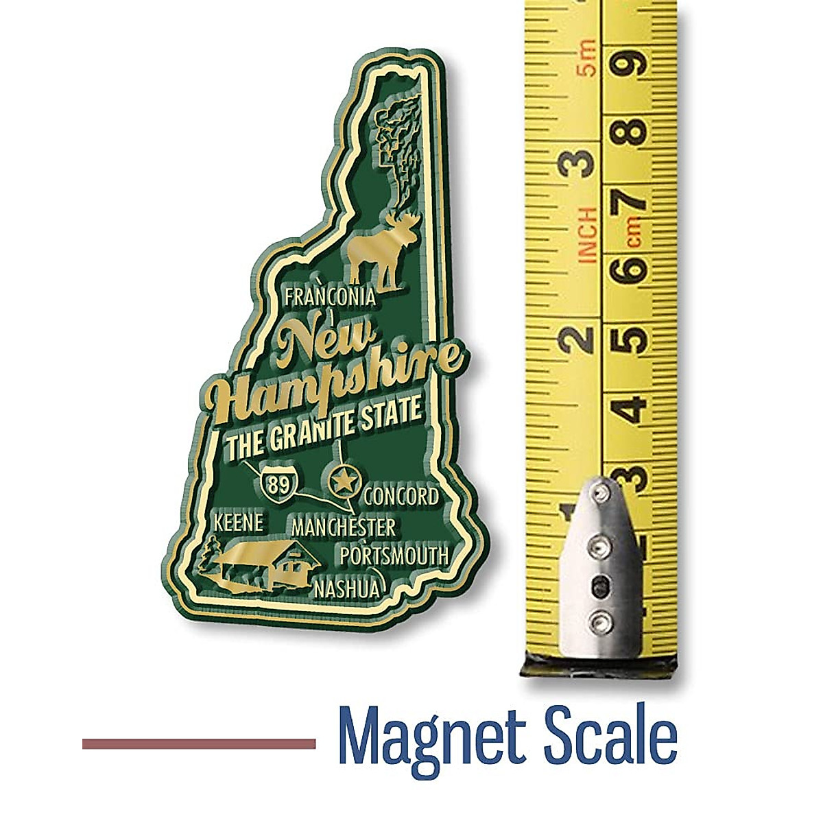 New Hampshire Premium State Magnet by Classic Magnets, 1.9" x 3.4", Collectible Souvenirs Made in The USA