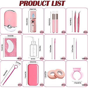 Eyelash Extension Supplies USB Air Conditioning Blower Facial Mister Lash Tweezers Mirror Mascara Brush Lash Shampoo Brush Bottle Silicone Pad Glue Rings Under Eye Gel Pads Micro Applicators Tapes