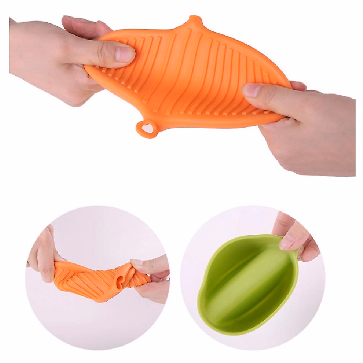 OTTOPT Mini Oven Gloves, Silicone Heat-Resistant Finger Mitts, Anti-Scalding and Non-Slip Food Grade Silicone Gloves for Kitchen Cooking, Baking and Grilling, 2 Pairs (Black and Light Gray)