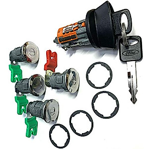 Fast Auto Keys NEW Fits 1997-2018 Ford Econoline, E-150, E-250, E-350 Vans Ignition Switch Lock Cylinder + 4 (Four) Door Lock Cylinders Set W/2 Ford OEM Logo Keys