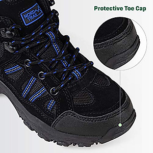Nord Trail Mt. Hunter Kids Hiking Boots - Black & Royal Blue Suede Shoe - 1