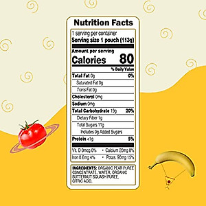 Earth's Best Organic Baby Food Pouches, Stage 2 Fruit and Vegetable Puree for Babies 6 Months and Older, Organic Butternut Squash and Pear Puree, 4 oz Resealable Pouch (Pack of 12)