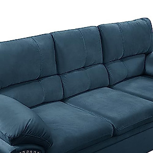 ERYE 2 Pieces Cushions Sectional Include 3 Seater Loveseat,Pillow-Top Armrest Velvet Upholstered Tufted Sofa & Couch W/Nailhead Decor for Home Office Apartment Living Room Furniture Sets, Blue 83.46"W