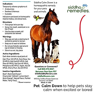 Siddha Remedies Calm Down for Pets | Natural Homeopathic Remedy Calms Dogs, Cats, Furry Pets | Naturally Calms Excitable, Restless Pets in Stormy Weather | Supports Stronger Health