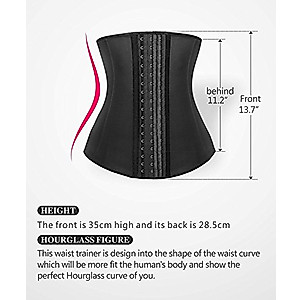 YIANNA Women's Latex Waist Trainer Long Torso Underbust Corsets Cincher Sport Girdle Body Shaper, Size M (Black)