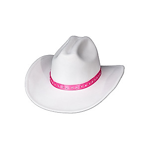 DAYONESHOP White Cowboy Hat Rhinestone Star Pink Cowgirl Hat Costume Accessories Party Favors Disco Women Men 2023