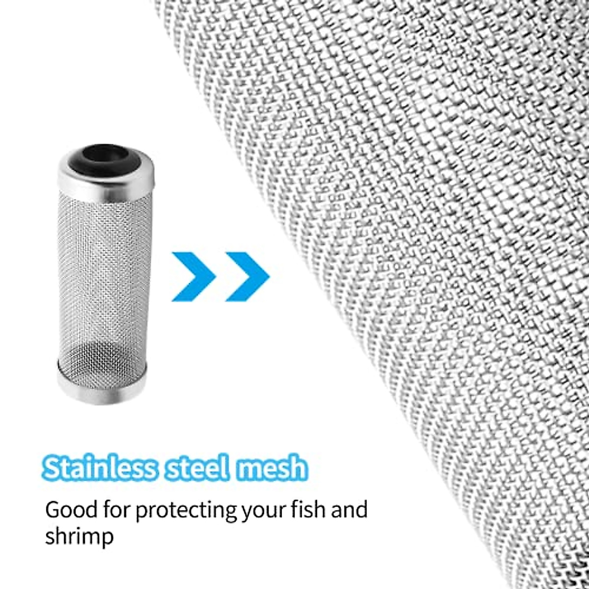 Bivethoi Stainless Steel Aquarium Filter Intake Cover, 16mm Shrimp Filter Guard Metal Fish Tank Filter Intake Strainer, Mesh Tube Filter Net Cover Aquarium Inlet Filter Screen for Fish Tank