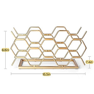 Drincarier Countertop Wine Rack - 10 Bottle Freestanding Modern Gold Metal Small Wine Rack - Tabletop Wine Holder Stand for Cabinet, Pantry, Wine Bottle Storage……