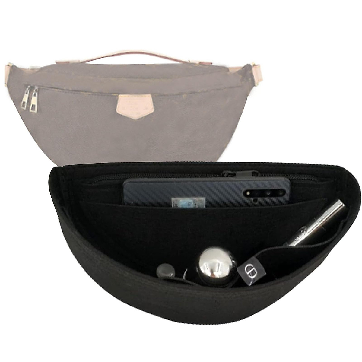 Purse Organizer Insert for Waistpack Inner Sleeve BUMBAG Lining Bag Storage Bag2047black