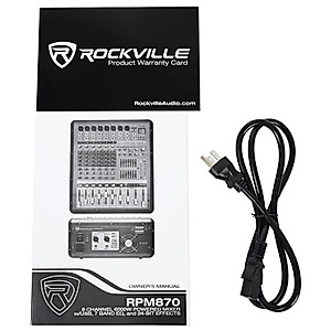 Rockville RPM870 8 Channel 6000w Powered Mixer w/USB, Effects, 8 XDR2 Mic Pres